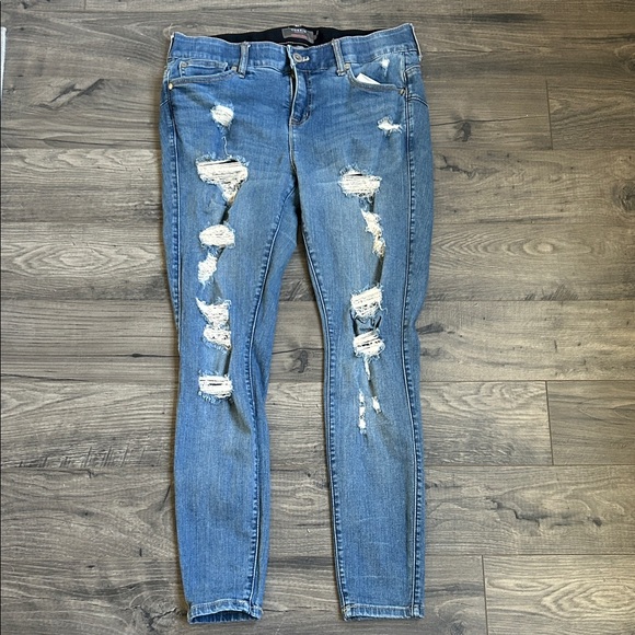 torrid | Jeans | Torrid Blue Distressed Bombshell Skinny Jeans | Poshmark